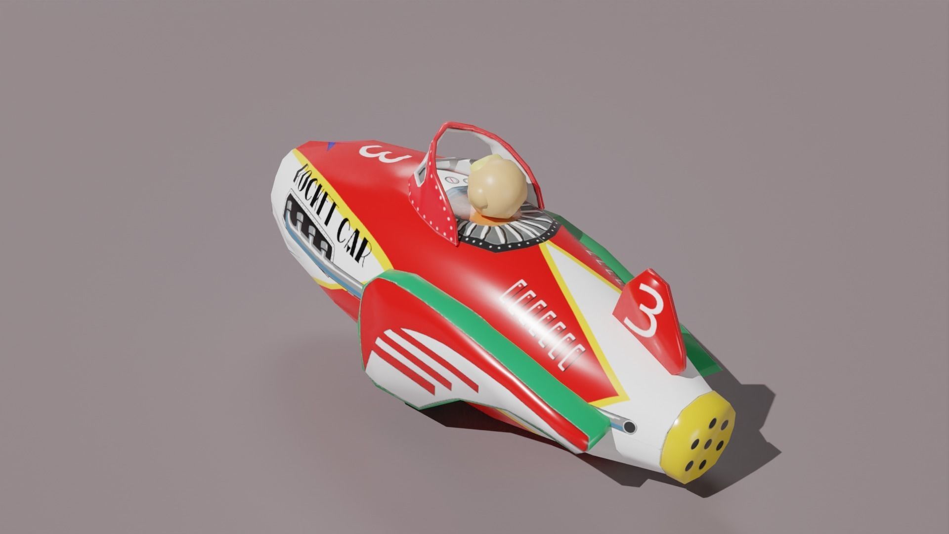 3D model Antique Tin Toy Rocket Car VR / AR / low-poly | CGTrader