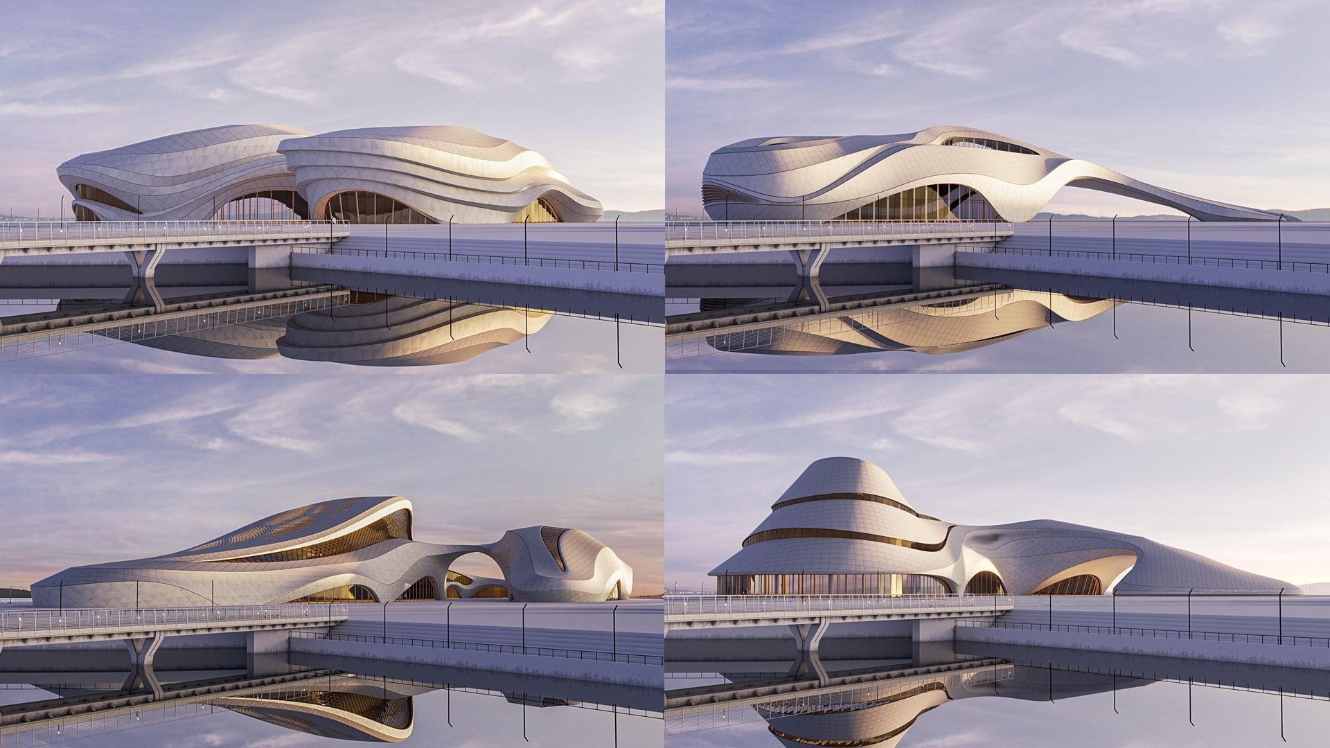 Futuristic building collection 4x 11 | CGTrader