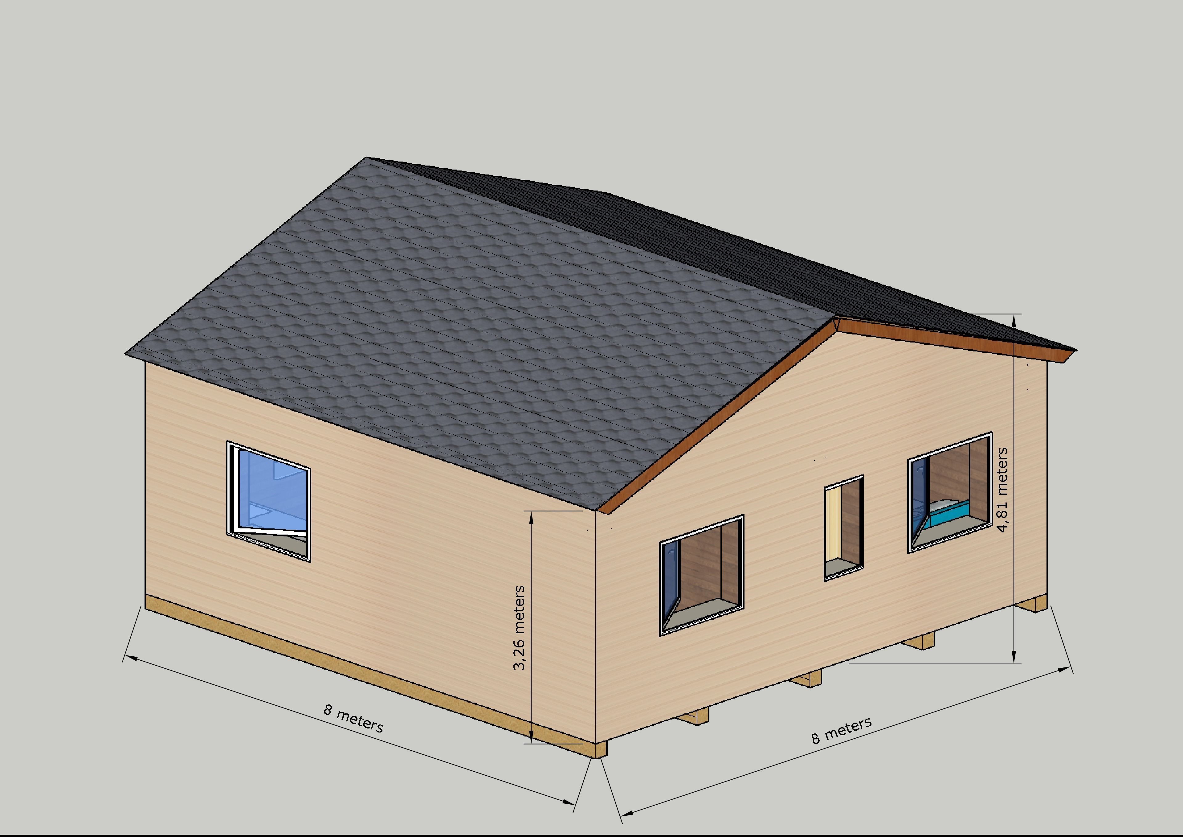 WOOD MODULAR HOUSE 64m2 3D model | CGTrader