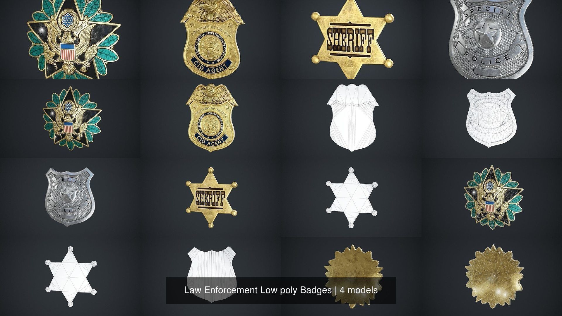 3D Model Collection Law Enforcement Low poly Badges VR / AR / low-poly ...