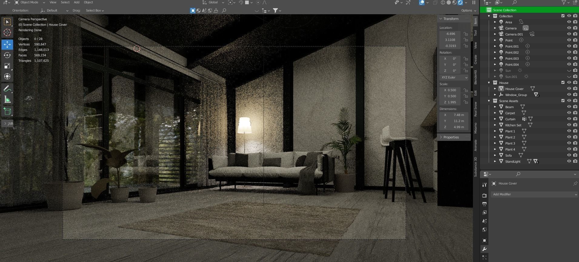 Interior Living Space - Modern Forest House 3D model | CGTrader