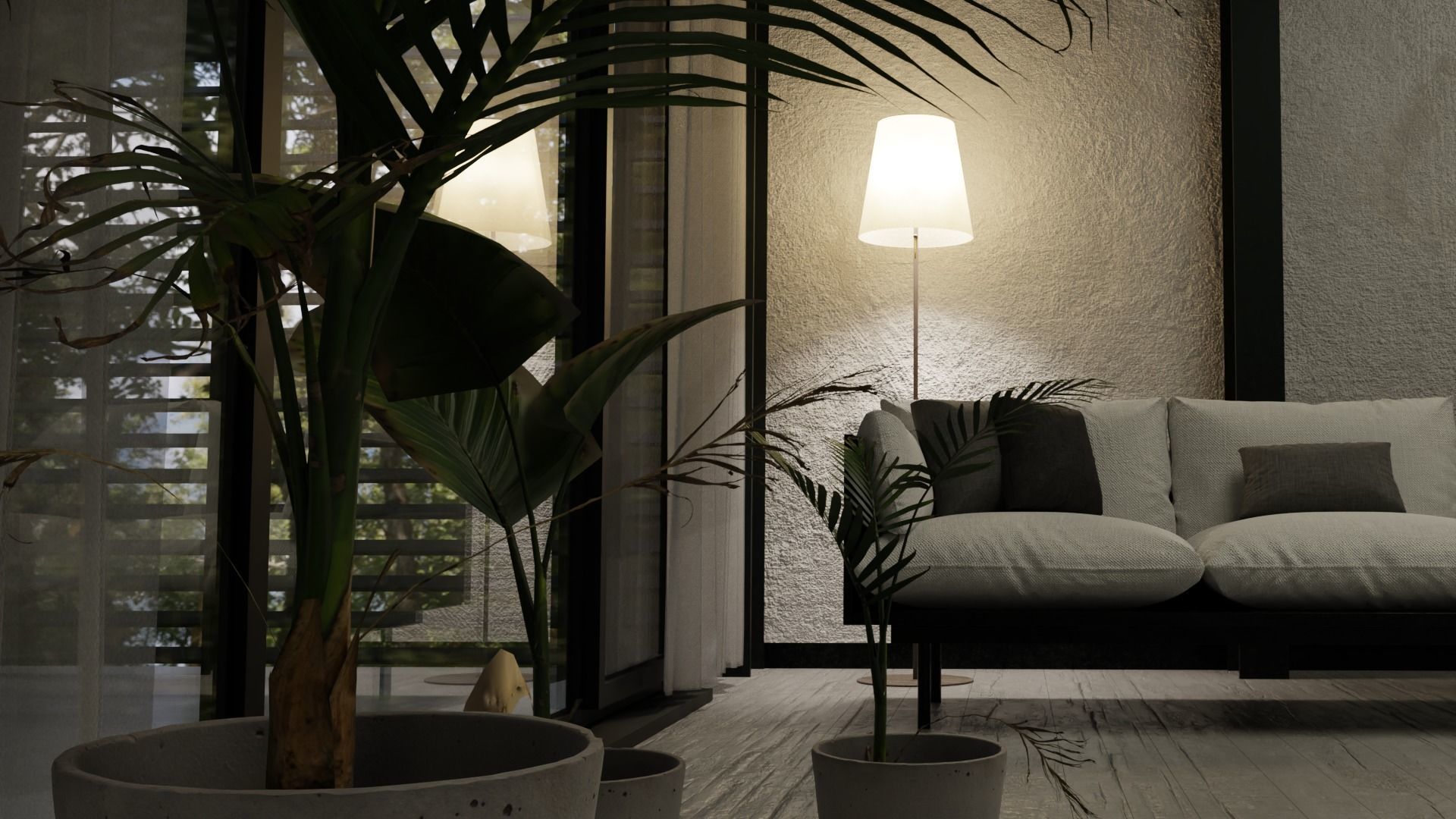 Interior Living Space - Modern Forest House 3D model | CGTrader