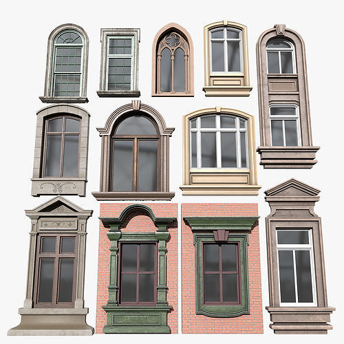 3D model Classic Cartoon style of PBR Modular Windows Collection 2 VR ...