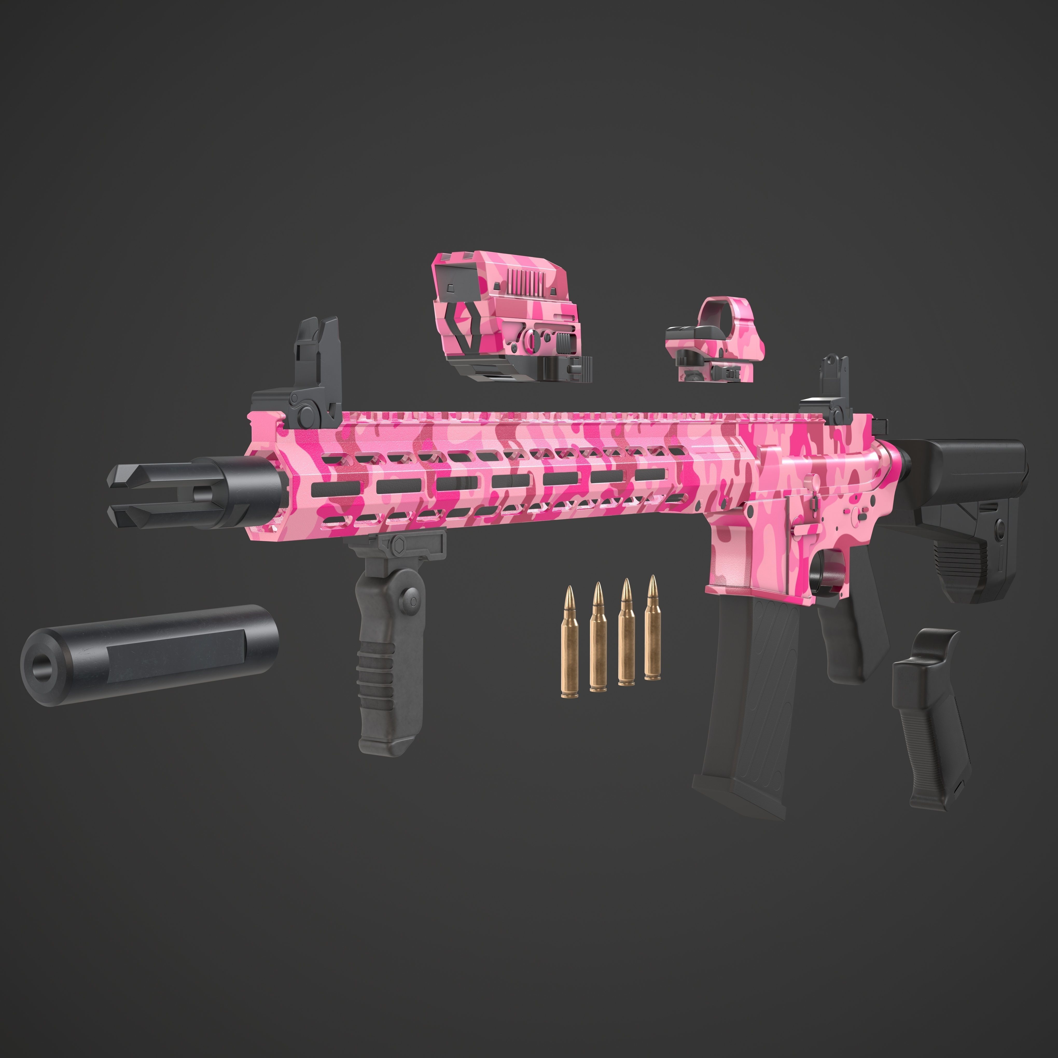 rec7 rifle free 3D model | CGTrader