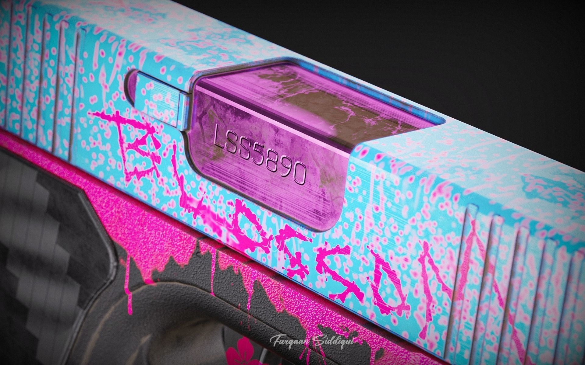 3D model Glock Pistol Blossom Blueprint PBR Gun VR / AR / low-poly ...