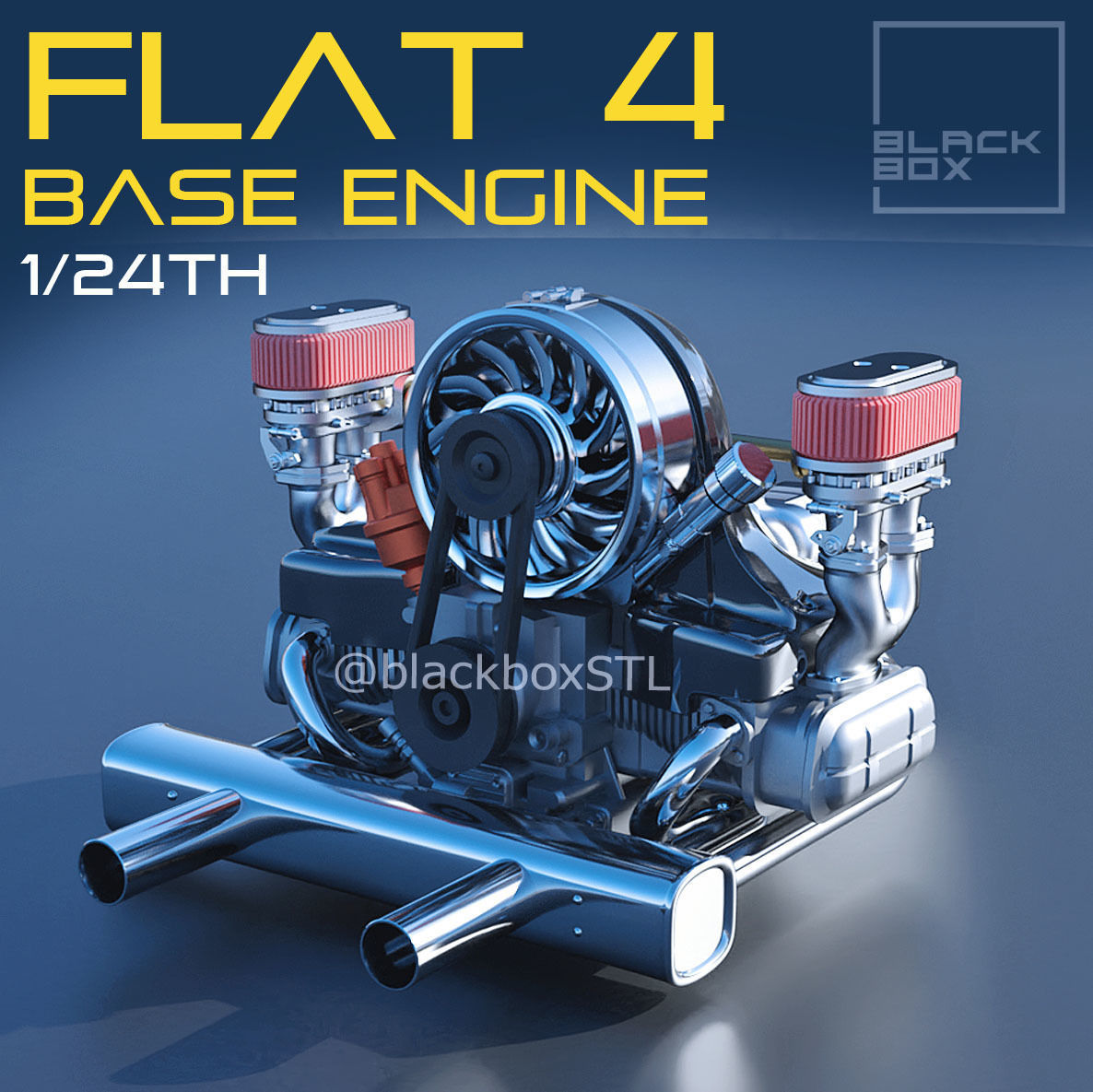 Flat Four BASE ENGINE 1-24th for modelkits and diecast 3D model 3D ...