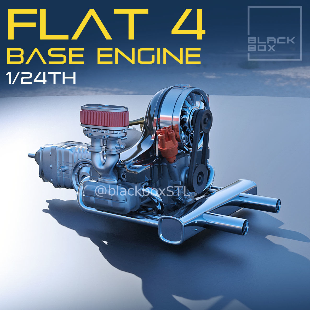 Flat Four BASE ENGINE 1-24th for modelkits and diecast 3D model 3D ...