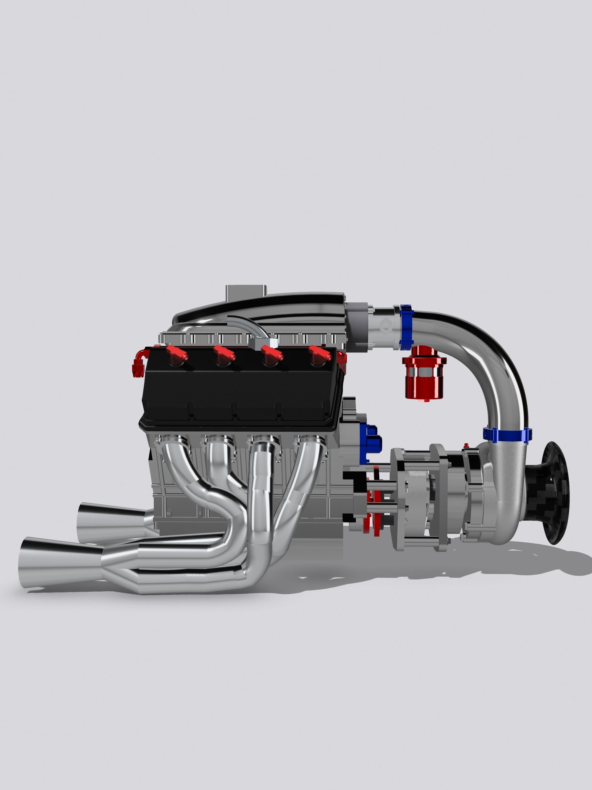 Procharged Hemi Engine with accessories 3D model 3D printable | CGTrader
