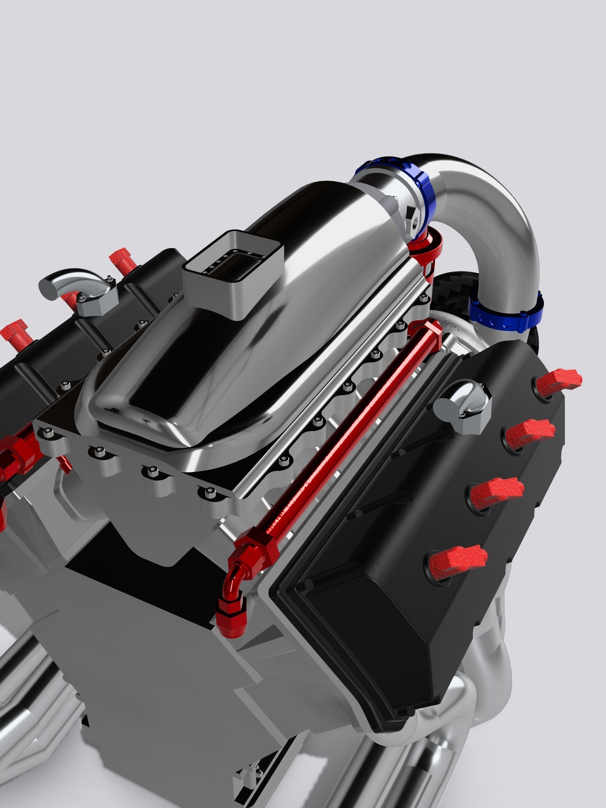 Procharged Hemi Engine with accessories 3D model 3D printable | CGTrader