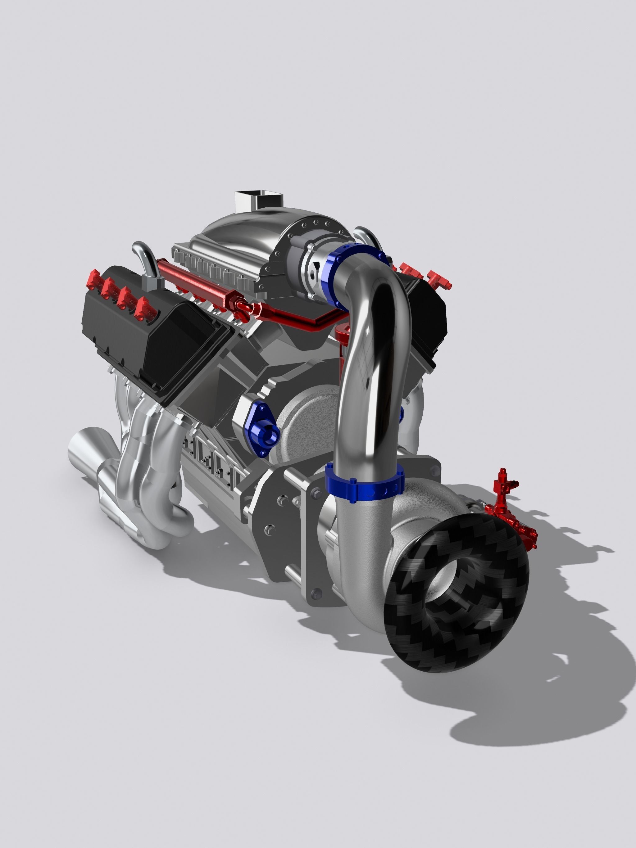 Procharged Hemi Engine with accessories 3D model 3D printable | CGTrader