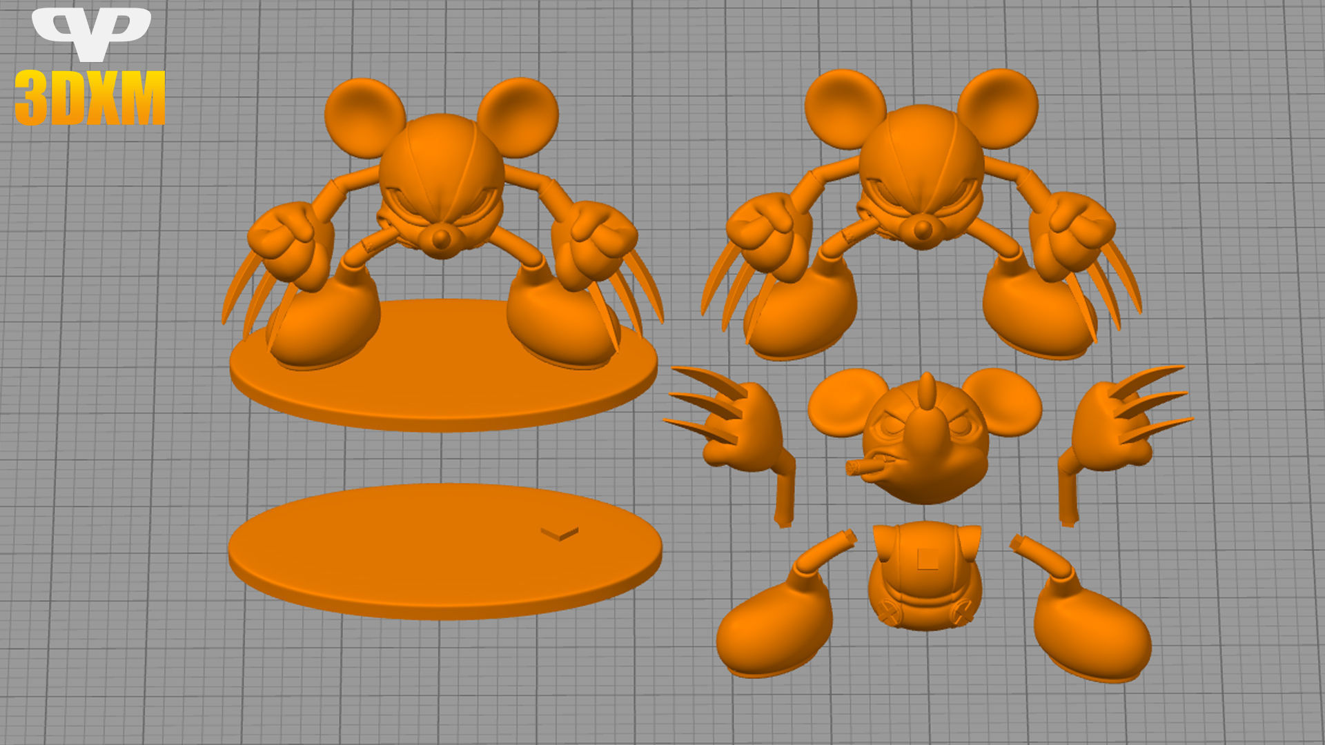 Wolverine Mickey Chibi STL for 3D Printing ChibiSTL 3DXM 3D model 3D ...