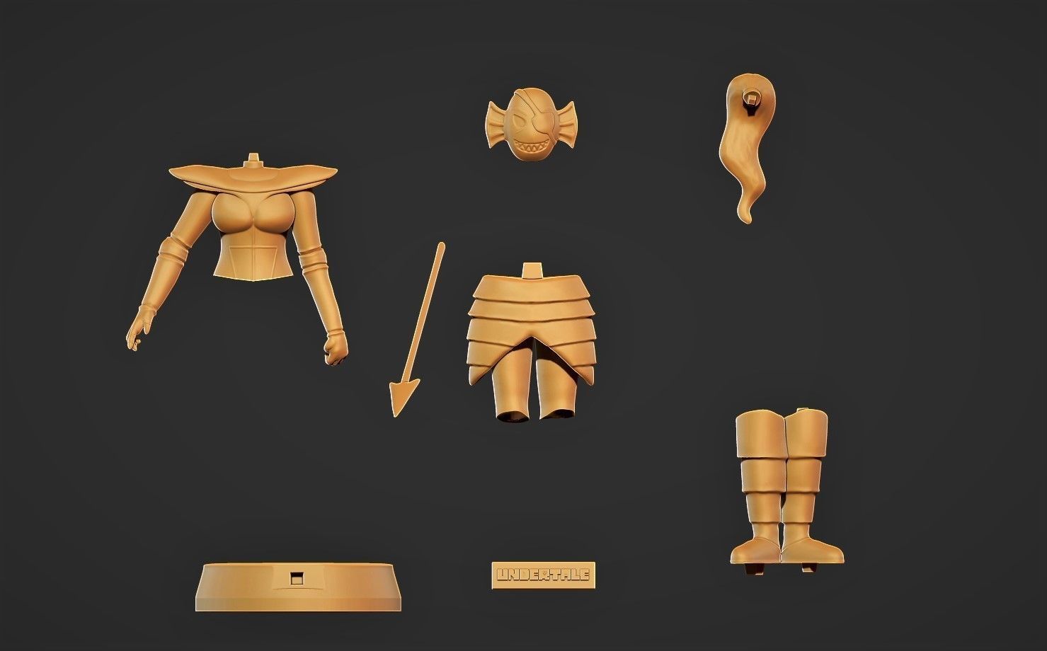 Undyne - Undertale 3D model 3D printable | CGTrader