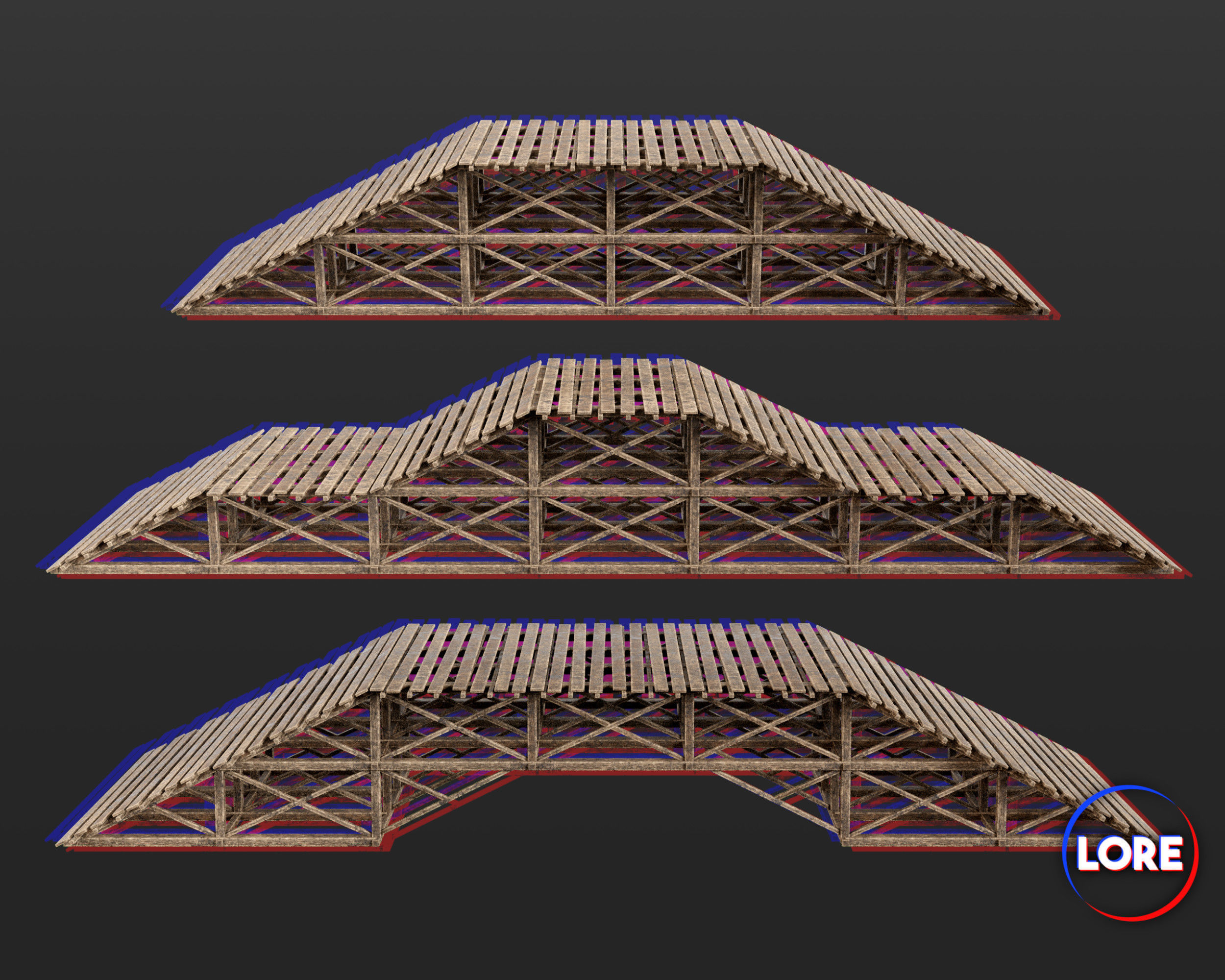 3D model Medieval Siege Engine Ramp Building Set VR / AR / low-poly ...