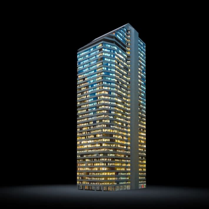 Skyscraper tall building lit up at night 3D model | CGTrader