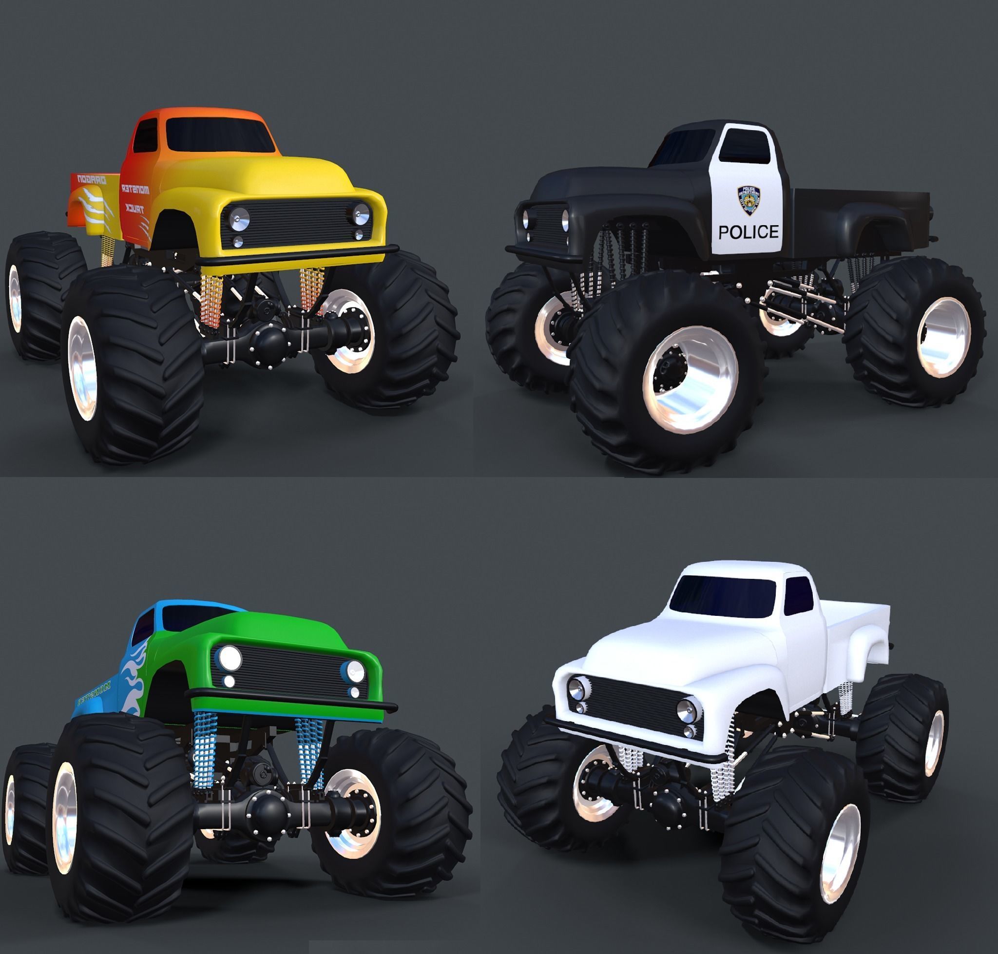 3D Detailed Monster Truck - 3 3D model | CGTrader