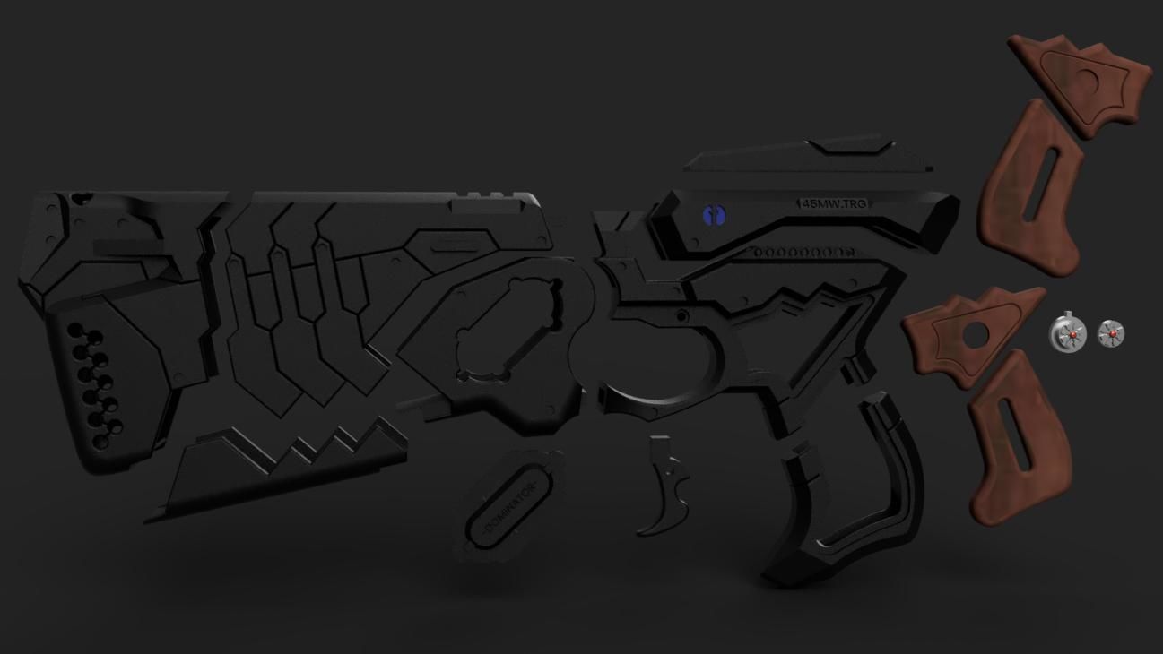 Psycho-Pass - Dominator Pistol - LED Compatible 3D model 3D printable ...