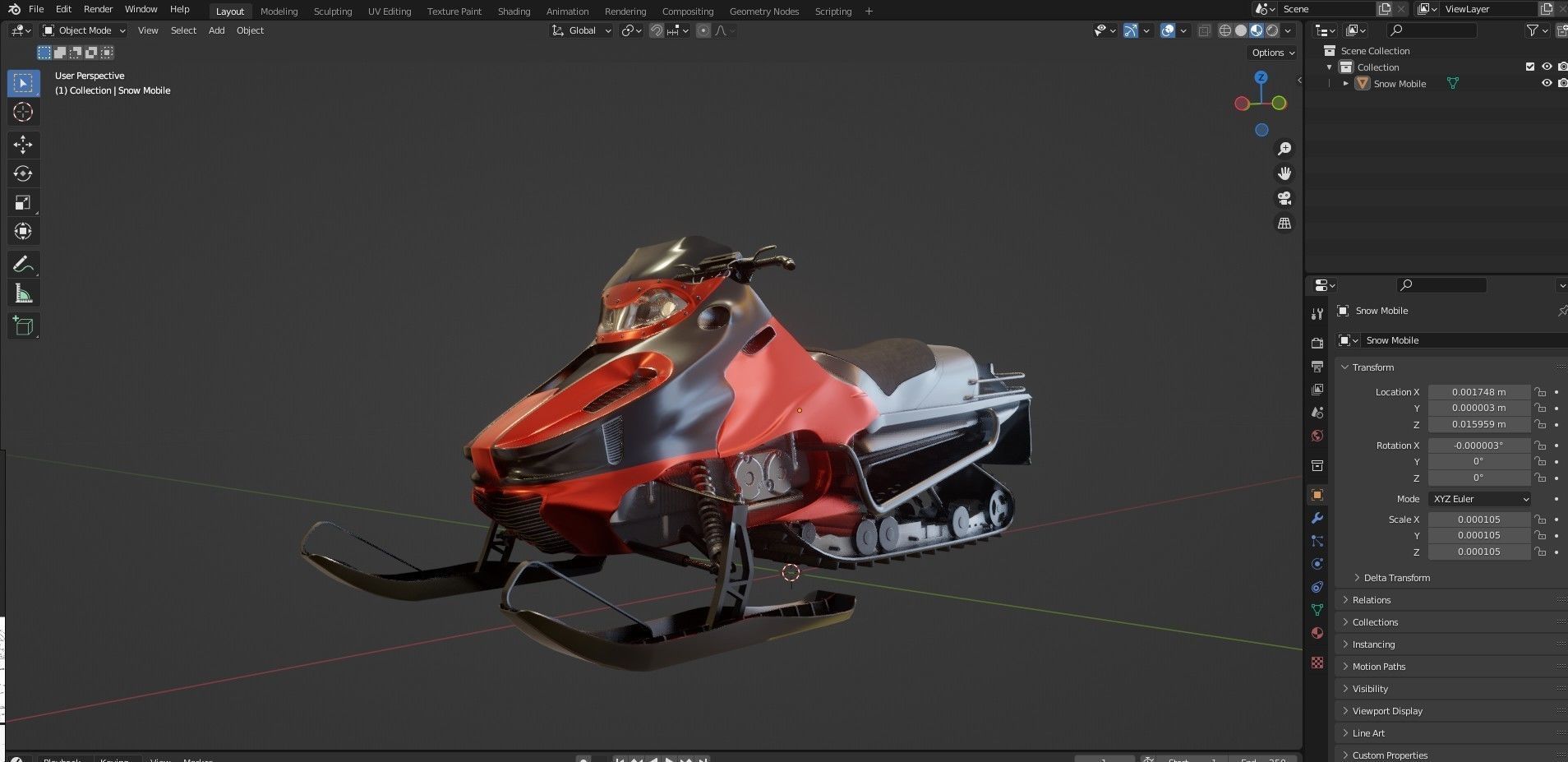 Snowmobile 3D model | CGTrader