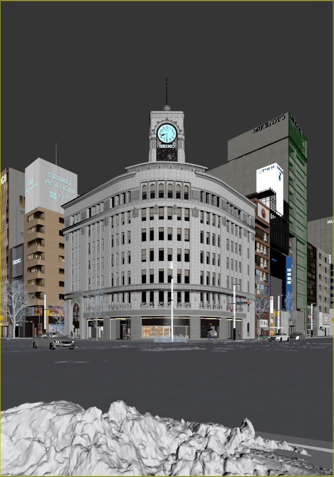 Wako building - Ginza street 3D model | CGTrader