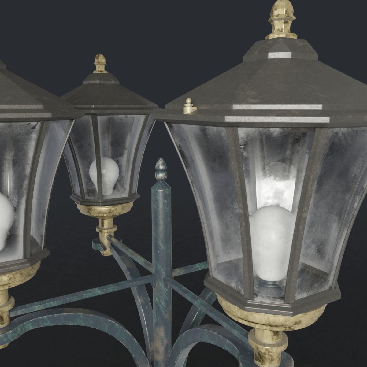 Standart Street Lamp with quad stand 3D model | CGTrader