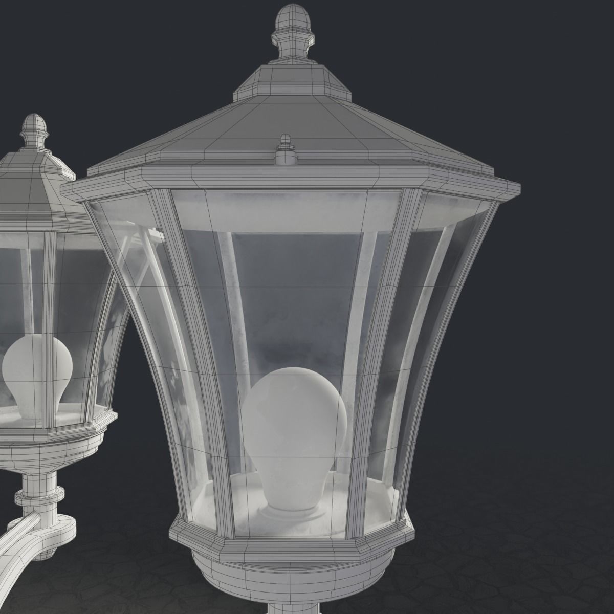 Standart Street Lamp with quad stand 3D model | CGTrader
