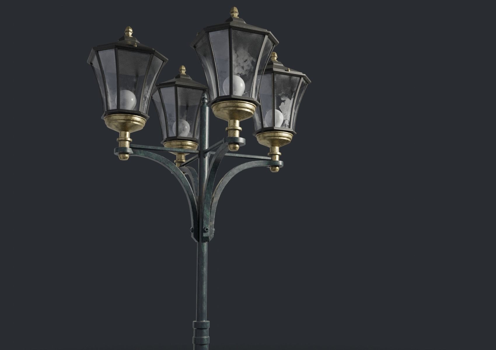 Standart Street Lamp with quad stand 3D model | CGTrader