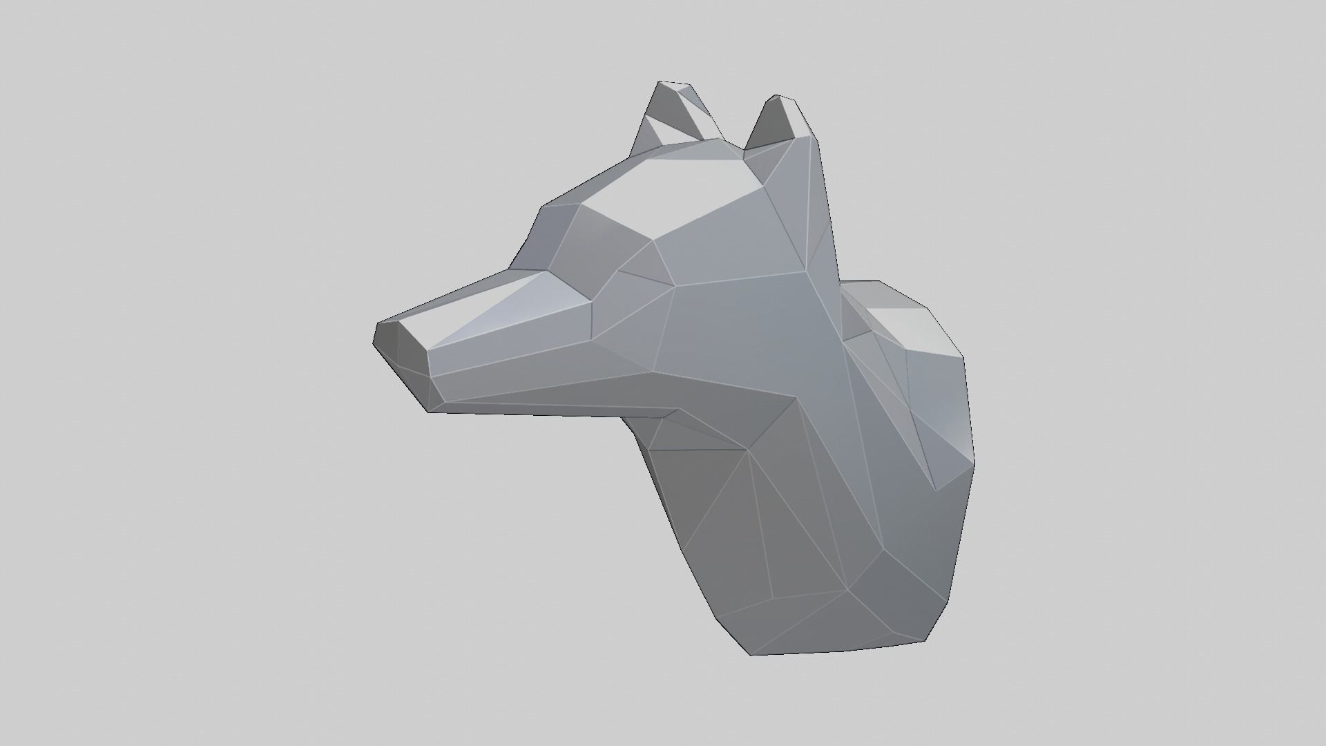 Low-Poly Wall Mounted Wolf Head 3D model 3D printable | CGTrader