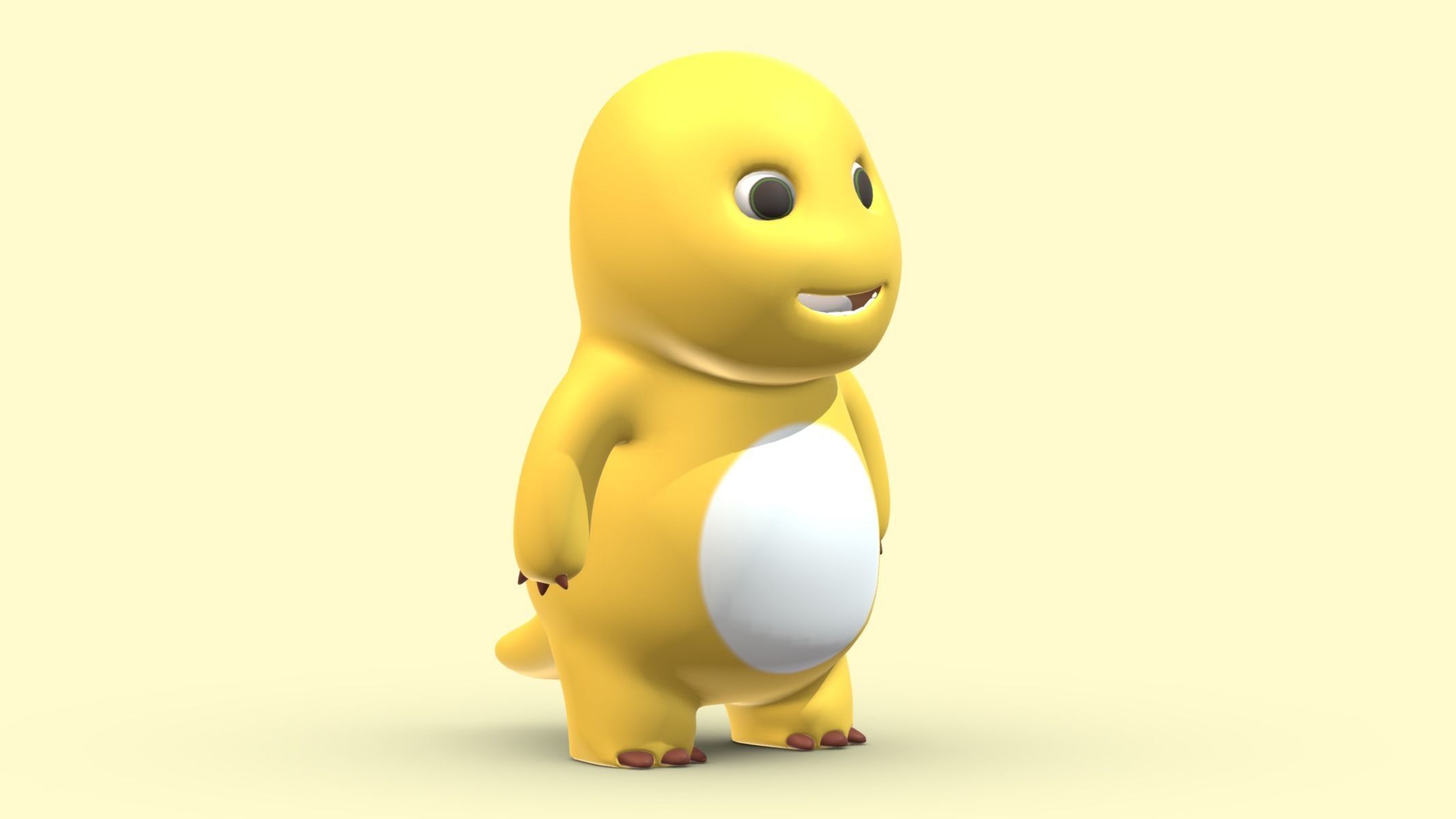 3D model Chubby Yellow Dinosaur Cartoon Low Poly PBR Realistic VR / AR ...