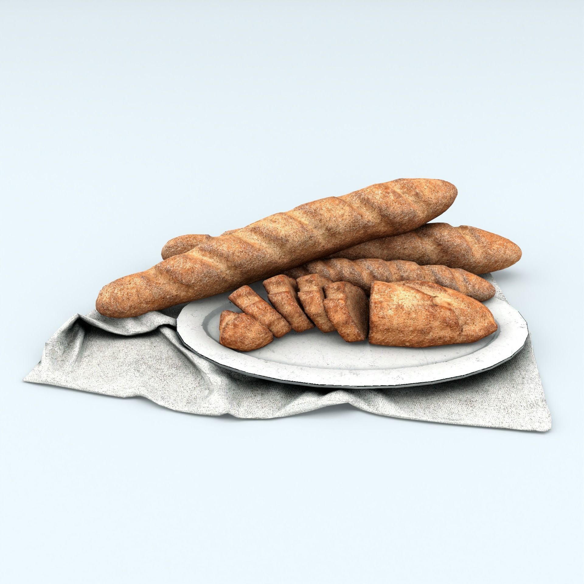 Rustic Baguette Bread 3D model | CGTrader