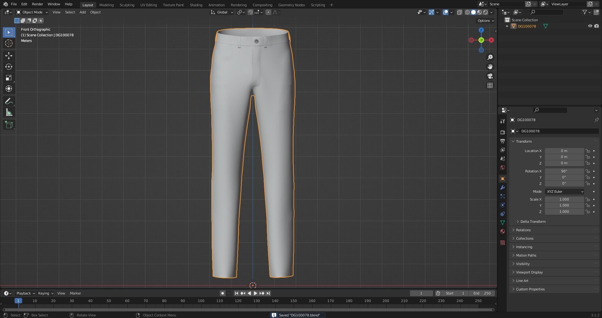 Solid Color Formal Pant 3D model | CGTrader