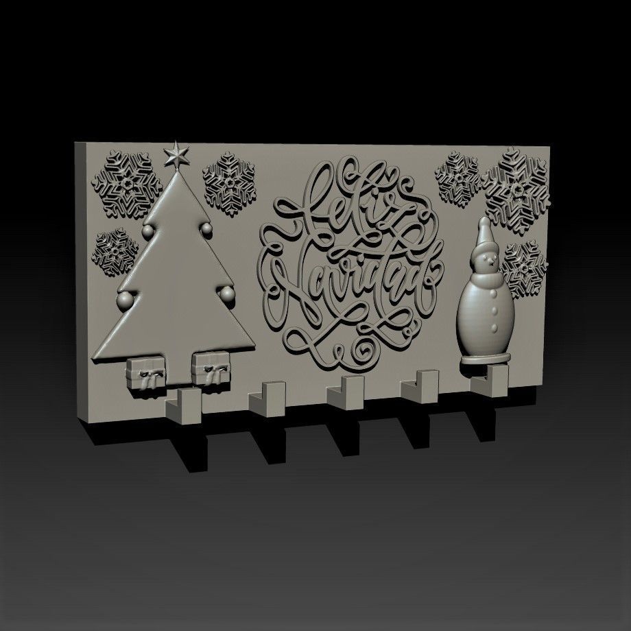 Merry Christmas key holder and coat rack 3D model 3D printable | CGTrader