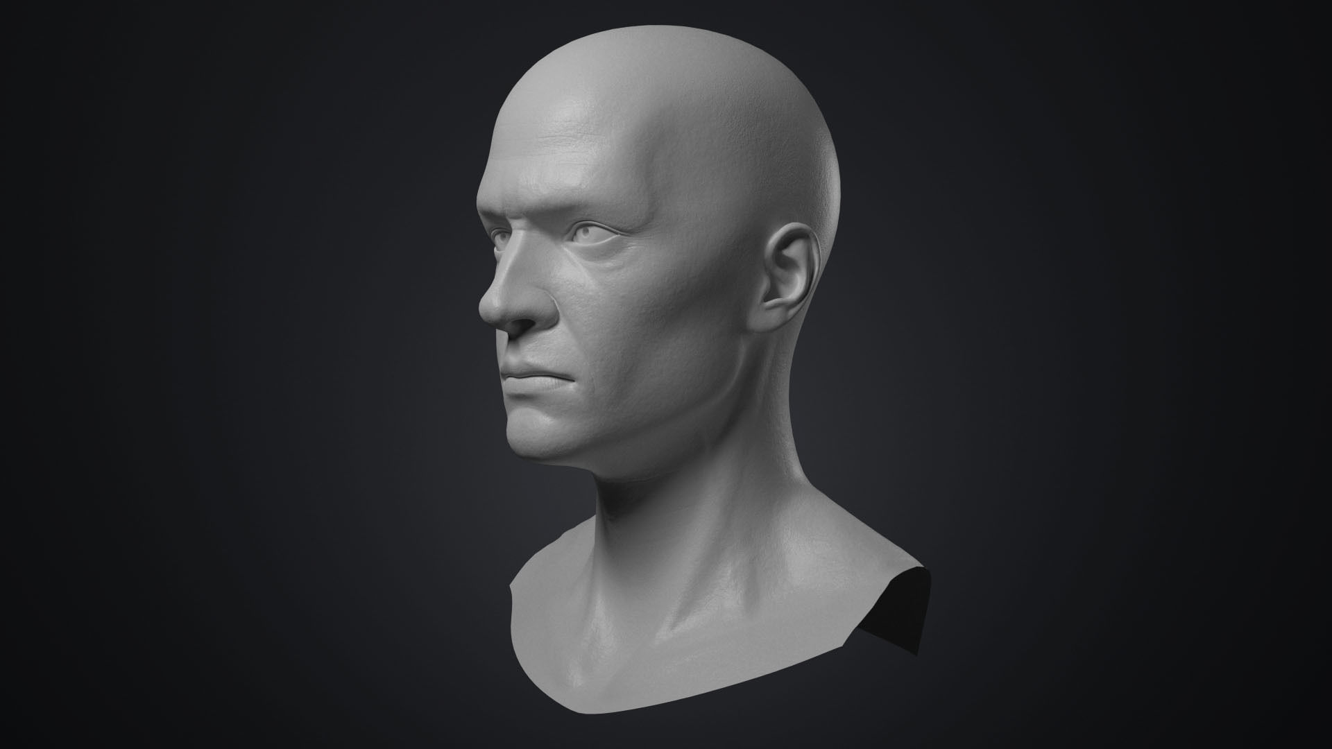 3D model Male Head With Detailed Realistic Skin Texture VR / AR / low ...