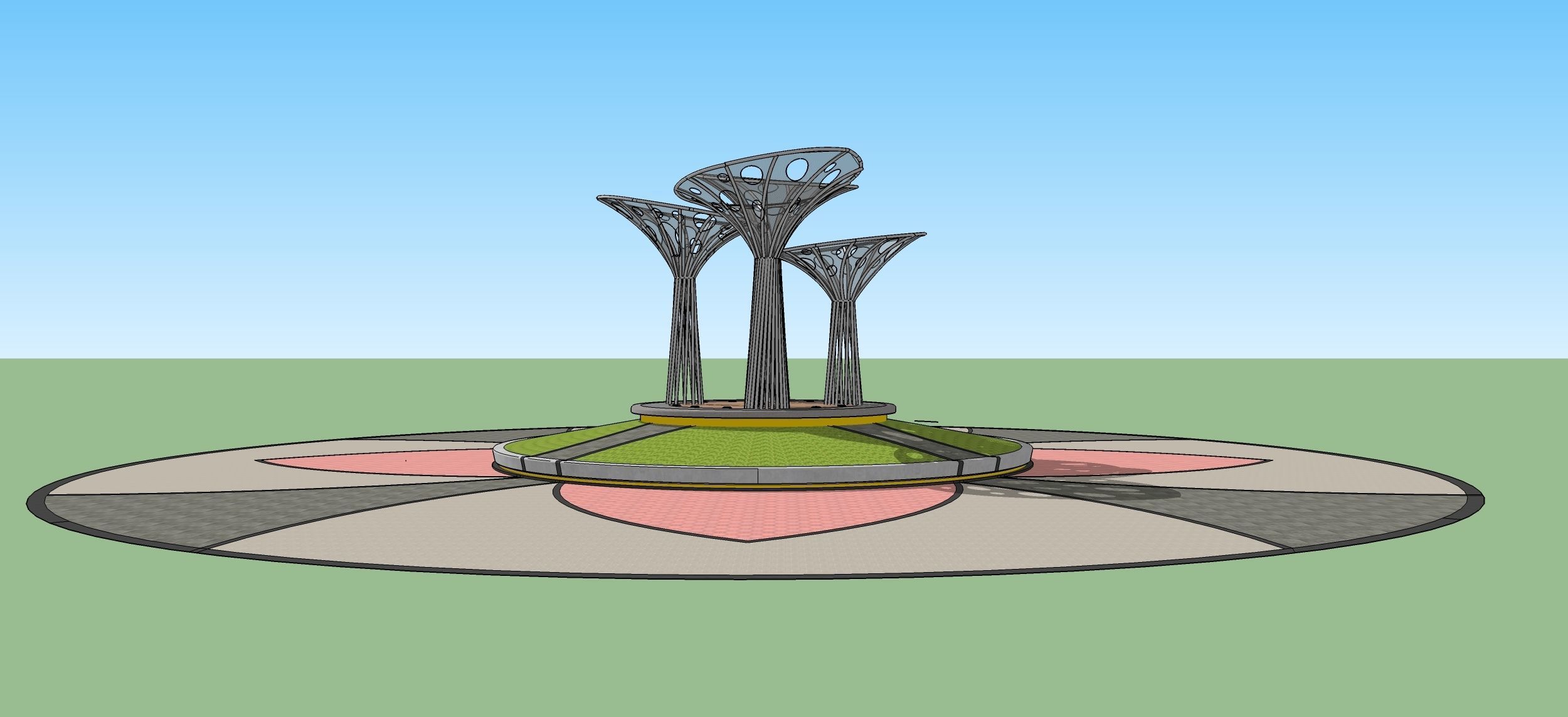 4 cone artwork roundabout 3d sketchup 3D model | CGTrader
