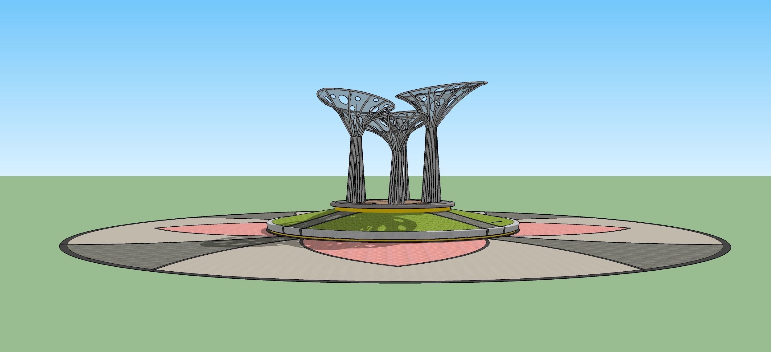 4 cone artwork roundabout 3d sketchup 3D model | CGTrader