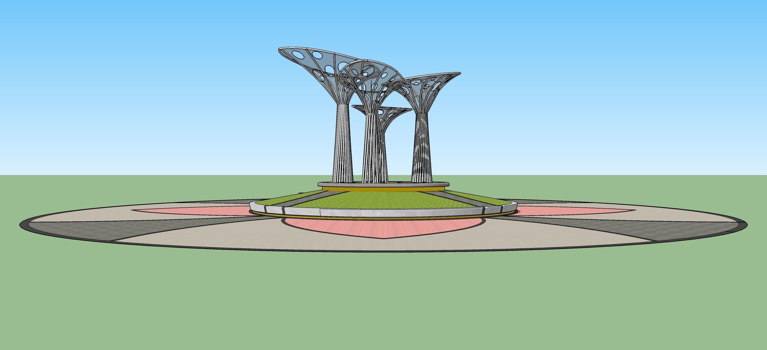 4 cone artwork roundabout 3d sketchup 3D model | CGTrader
