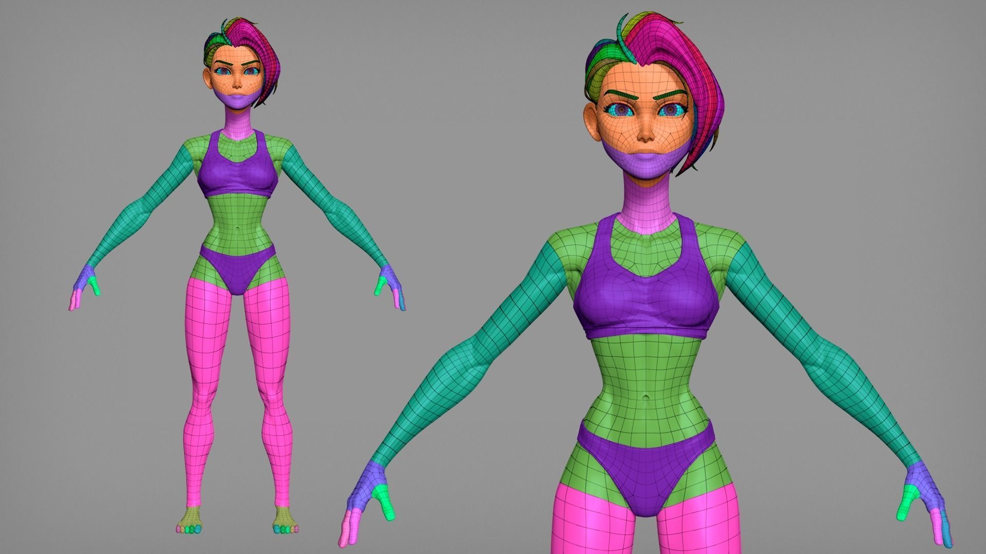 Cartoon female character Bonnie full body base mesh 3D model | CGTrader