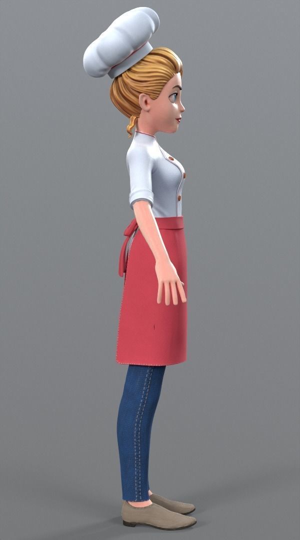 3D model Waitress cartoon chef VR / AR / low-poly | CGTrader