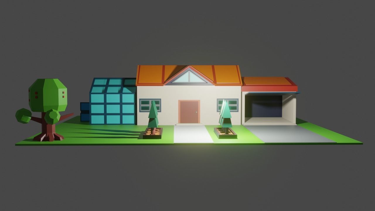 Animated House for game ready animation low poly cartoon free VR / AR ...