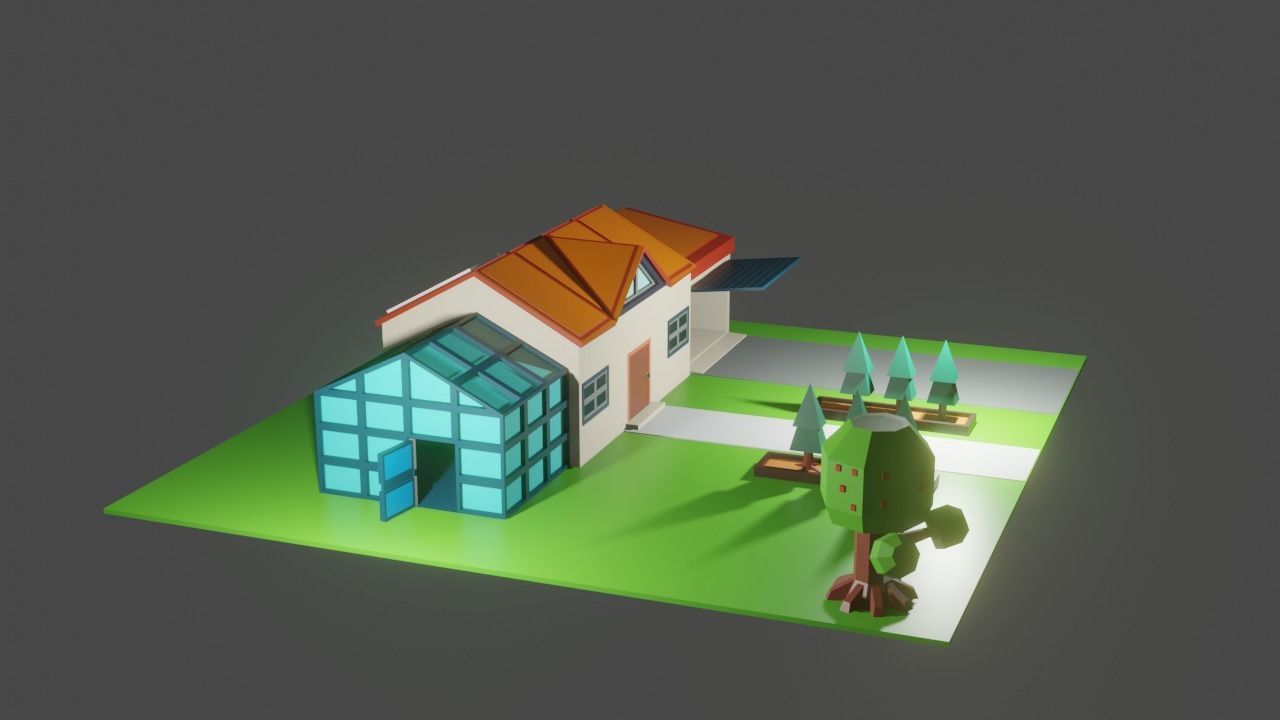 Animated House for game ready animation low poly cartoon free VR / AR ...