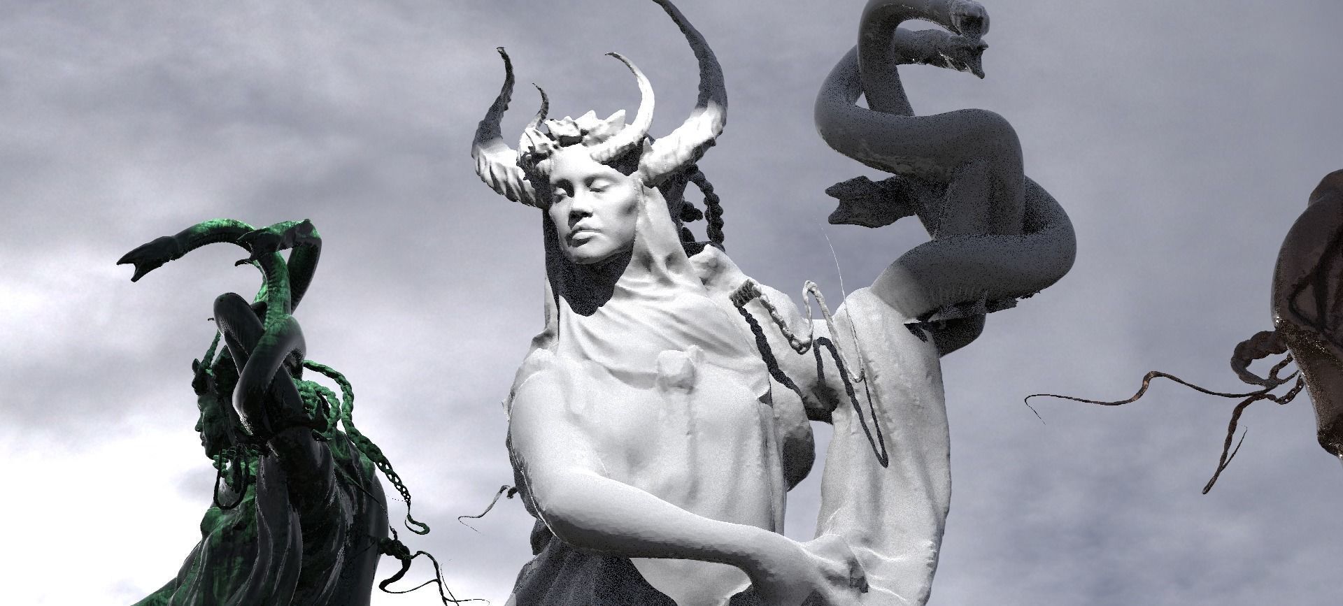 Medieval Snake demon statue 3D model | CGTrader