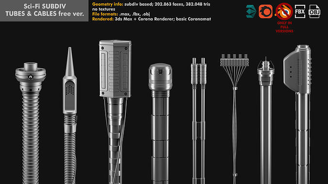 Sci-Fi subdiv tubes and cables free version free 3D model | CGTrader