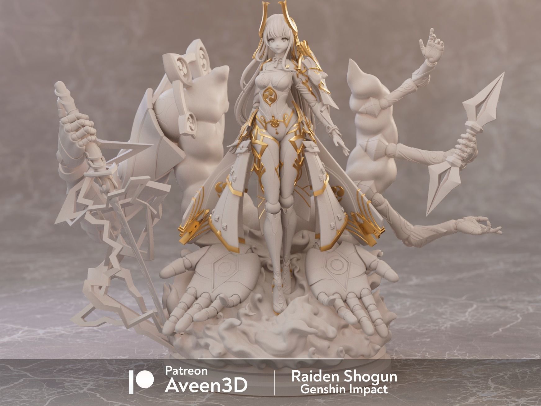 Raiden Shogun - Genshin Impact - Garage Kit 3D model 3D printable ...