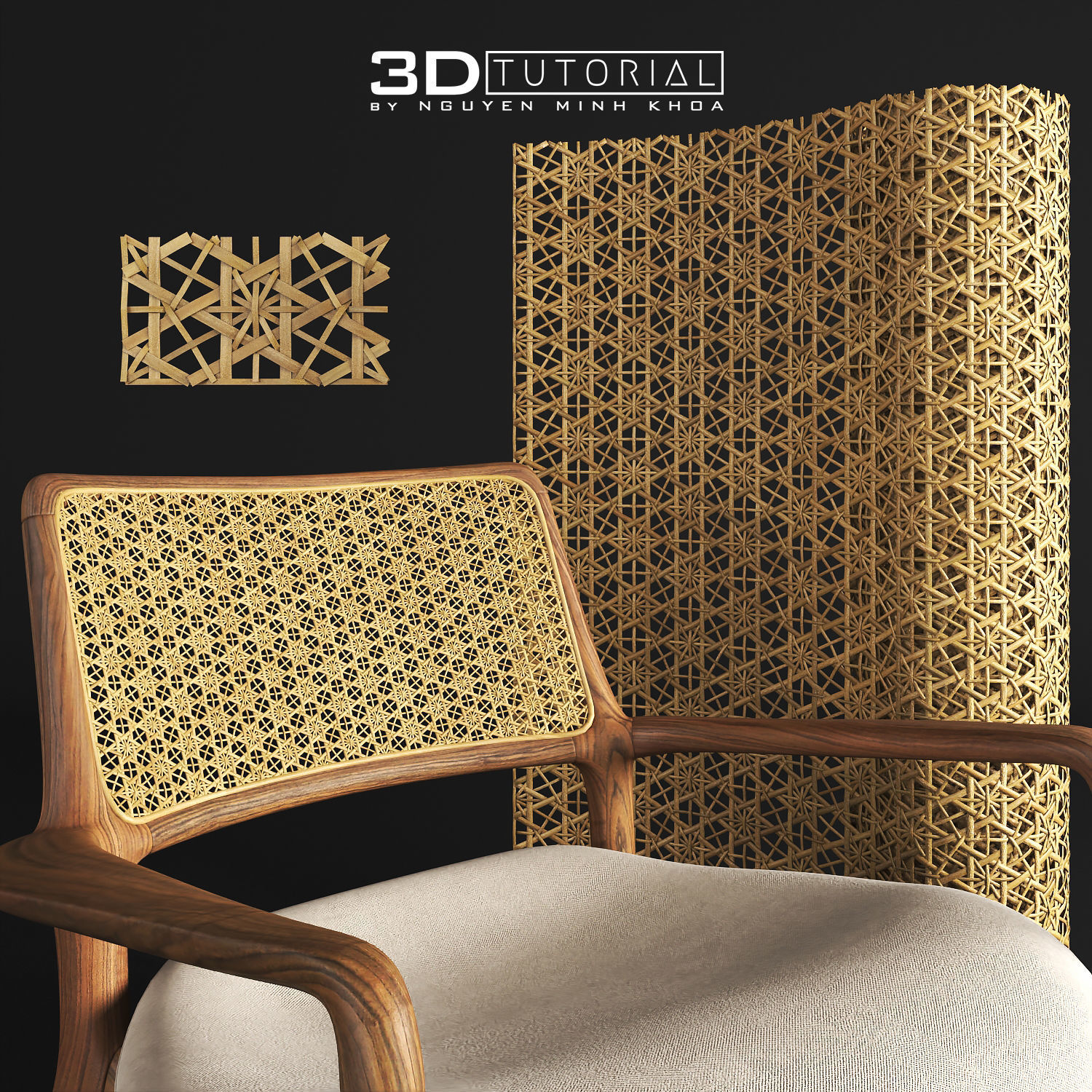 RATTAN wooden chair with pattern free 3D model | CGTrader