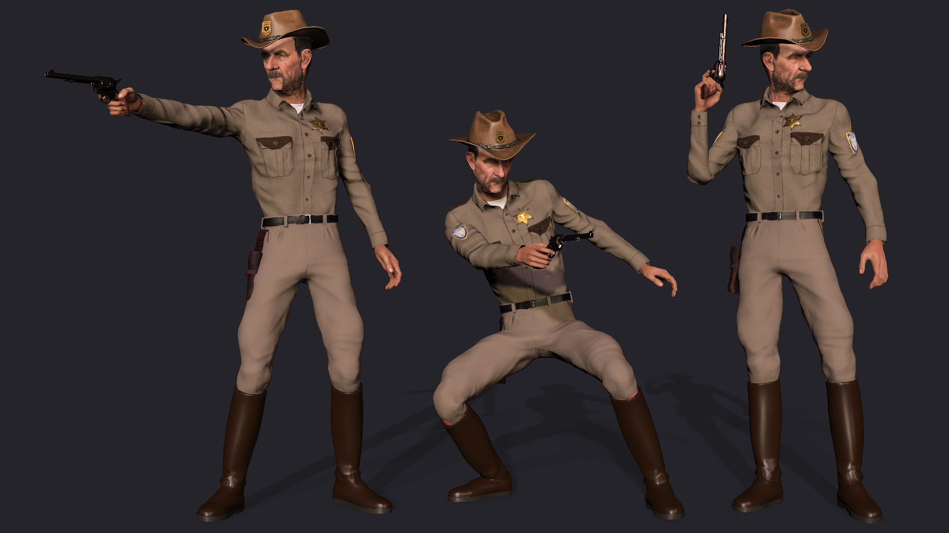 sheriff High quality character full Rigged and Animated 3D model ...