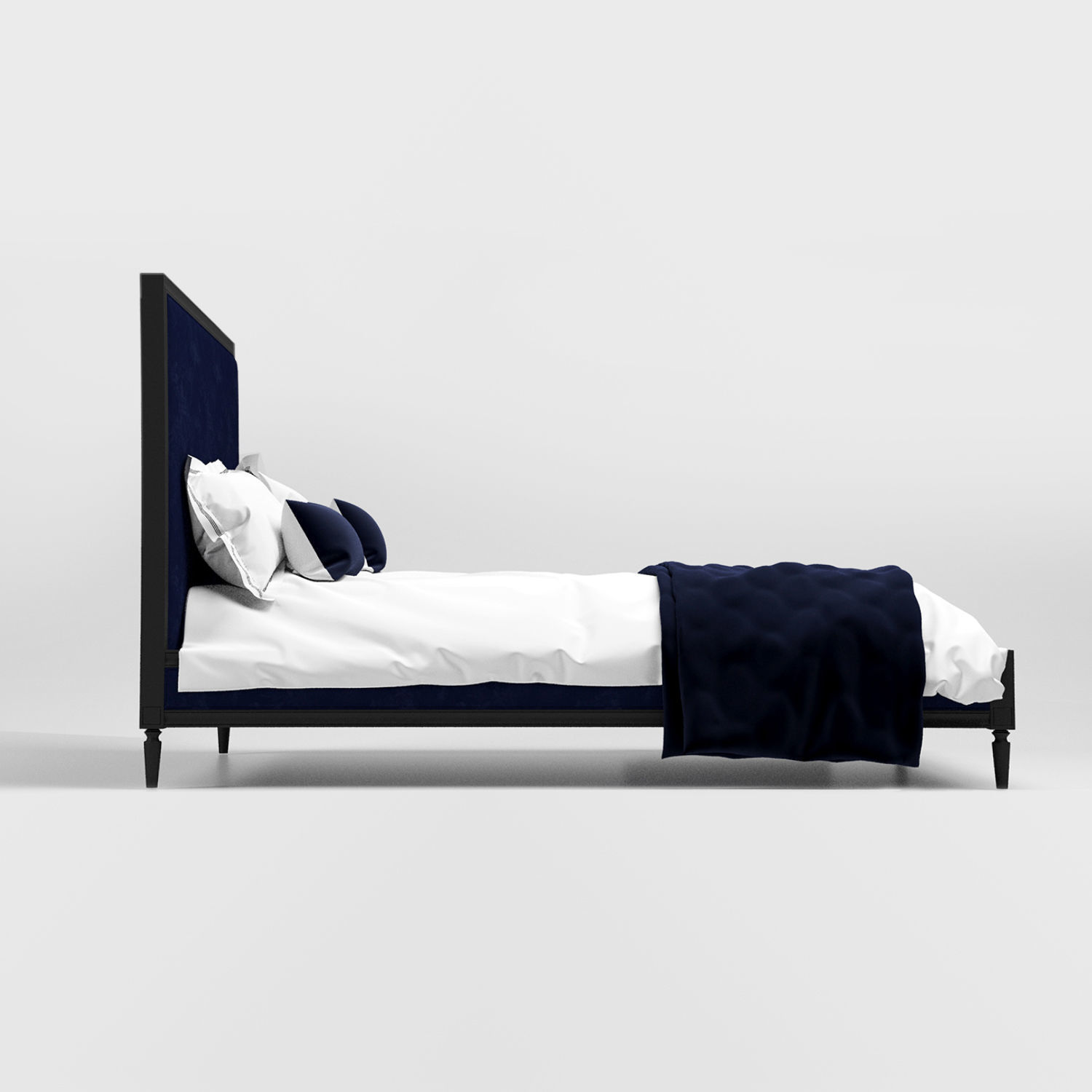 Luxury Velvet Upholstered Bed 3D model | CGTrader