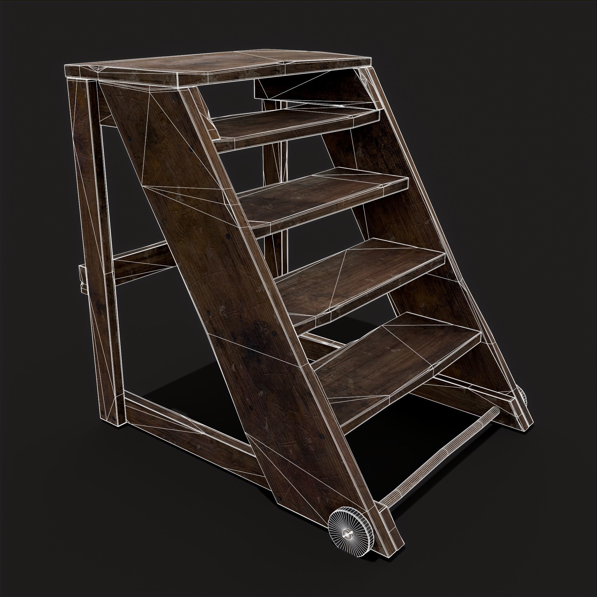 3D Model Collection Medieval Style Three Ladders VR / AR / low-poly ...