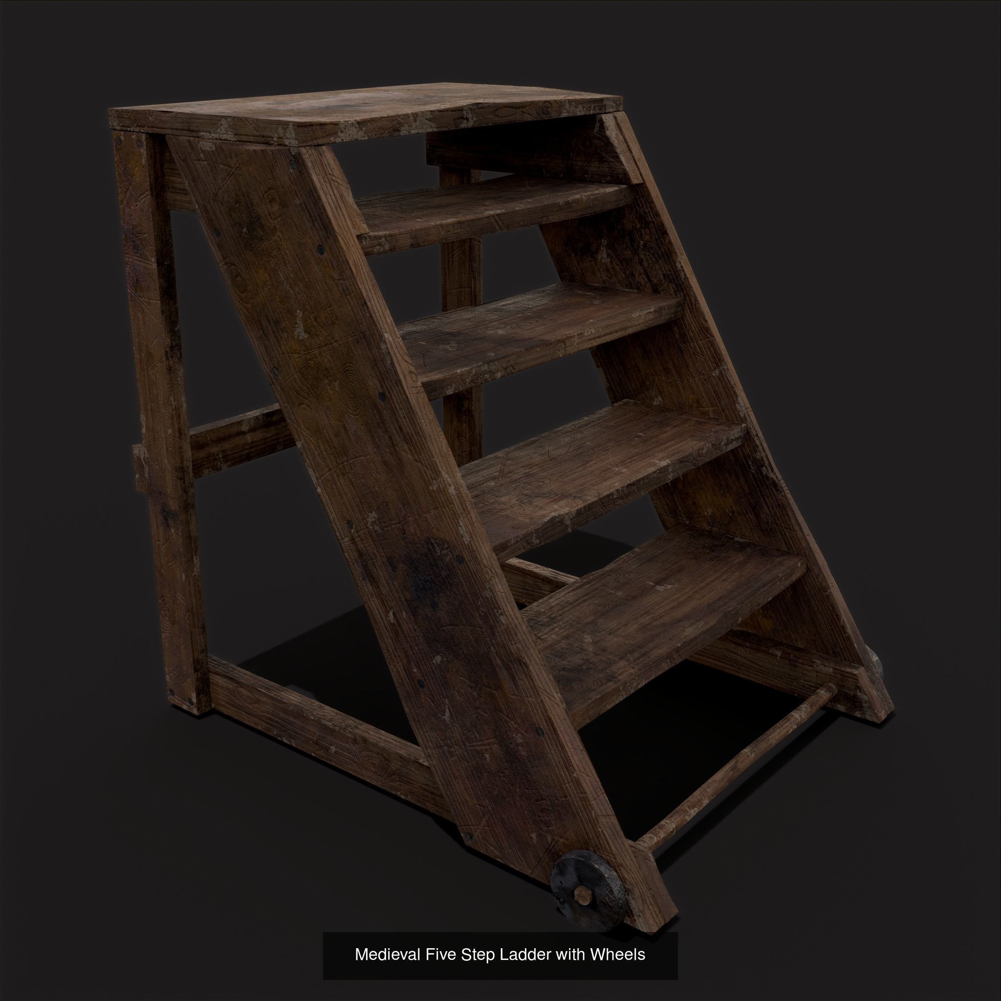 3D Model Collection Medieval Style Three Ladders VR / AR / low-poly ...