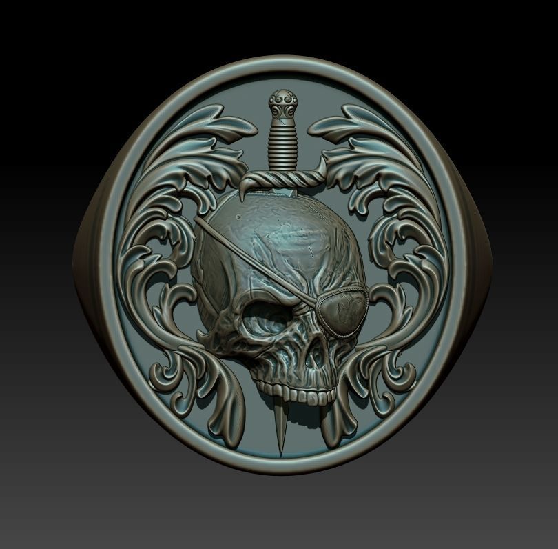 Pirates skull ring 3D print model 3D model 3D printable | CGTrader