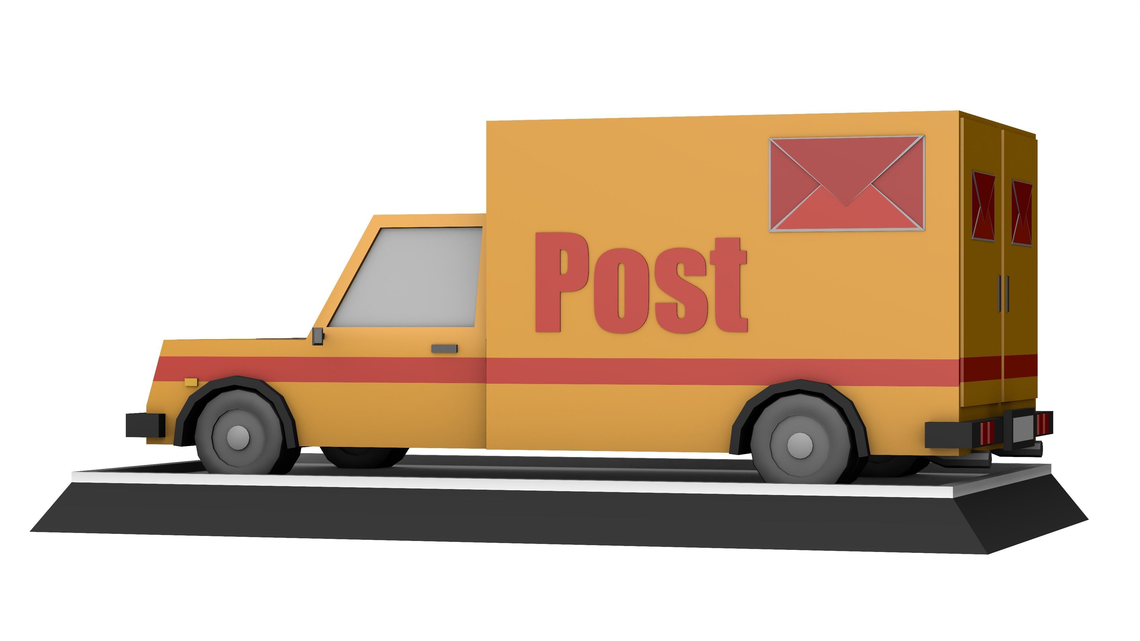 3D model Postal Truck Low Poly VR / AR / low-poly | CGTrader