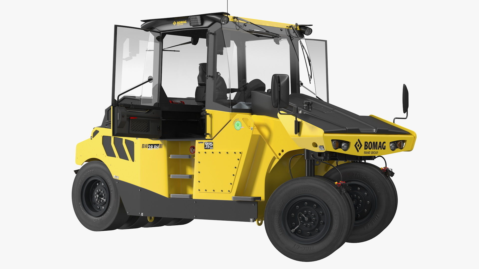Bomag BW 28 RH Pneumatic Tired Compactor Rigged 3D model rigged | CGTrader