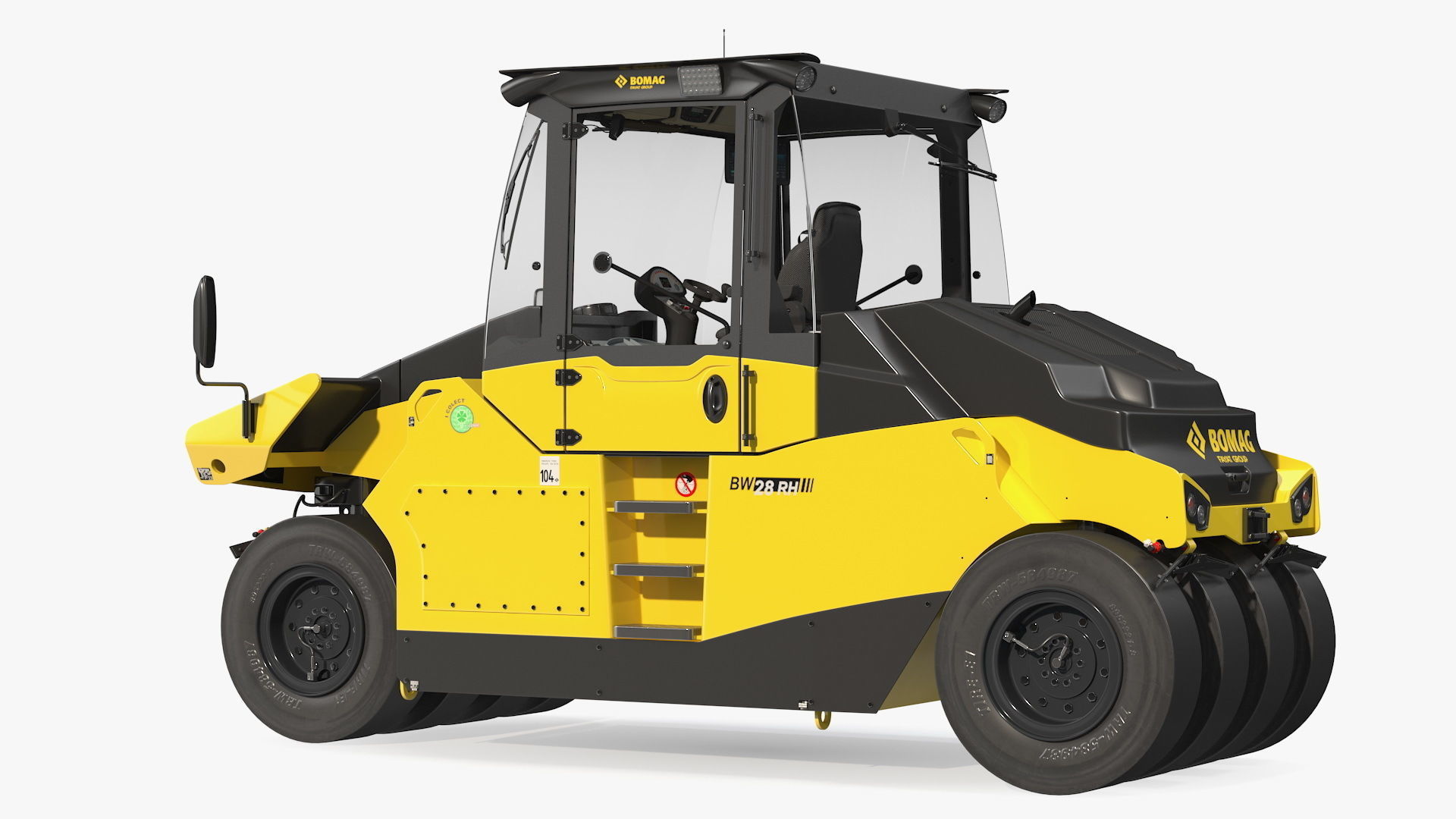 Bomag BW 28 RH Pneumatic Tired Compactor Rigged 3D model rigged | CGTrader